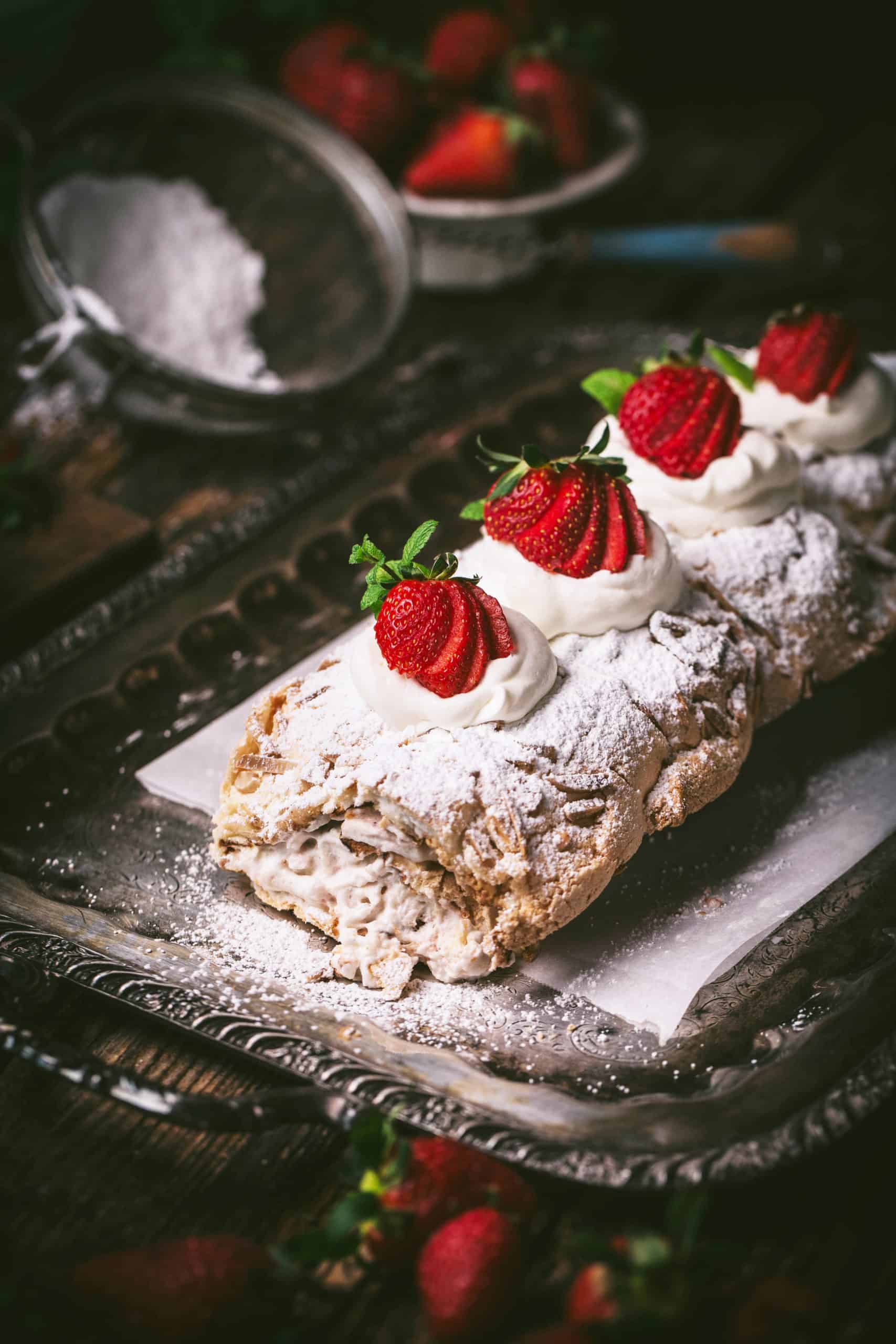 Strawberry Meringue Roll - Kitchen Wrangler | Melissa Guerra