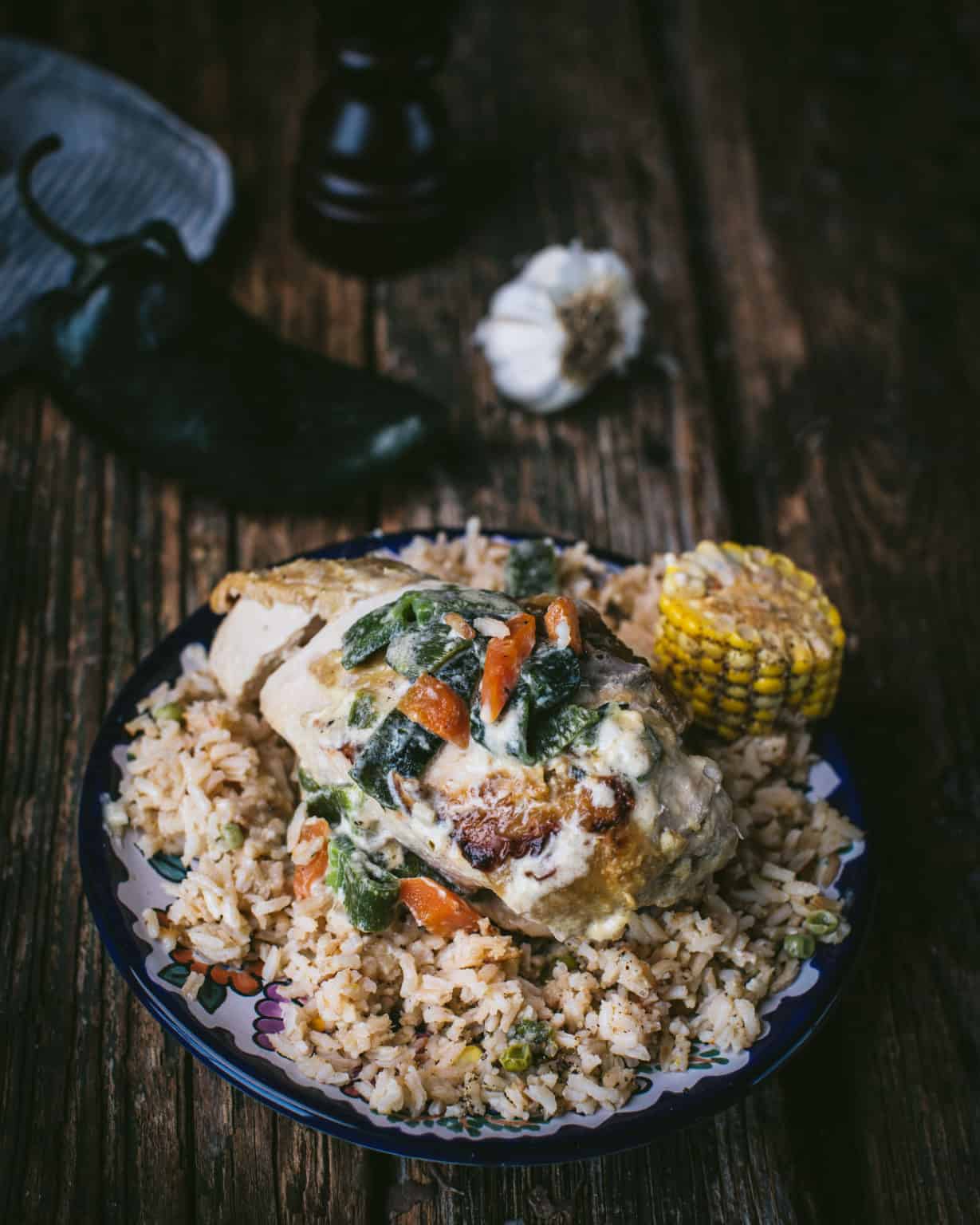Chicken in Poblano Cream Sauce - Kitchen Wrangler | Melissa Guerra